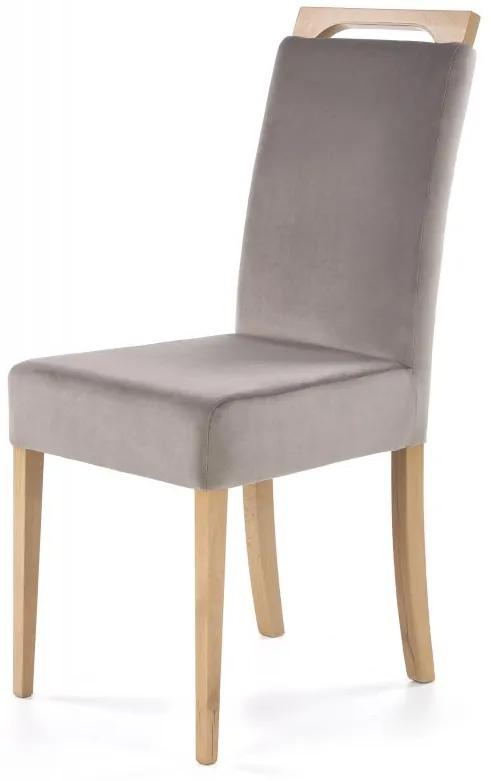 Jídelní židle CLARION – masiv, látka, více barev dub medový / šedá