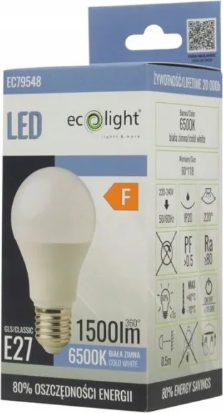 Žárovka E27 A60 15W CW Eco Light