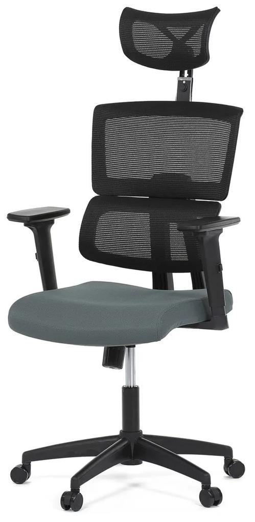 Autronic Kancelářská židle, potah šedá látka a černá síťovina MESH, houpací mech. KA-B1025 GREY