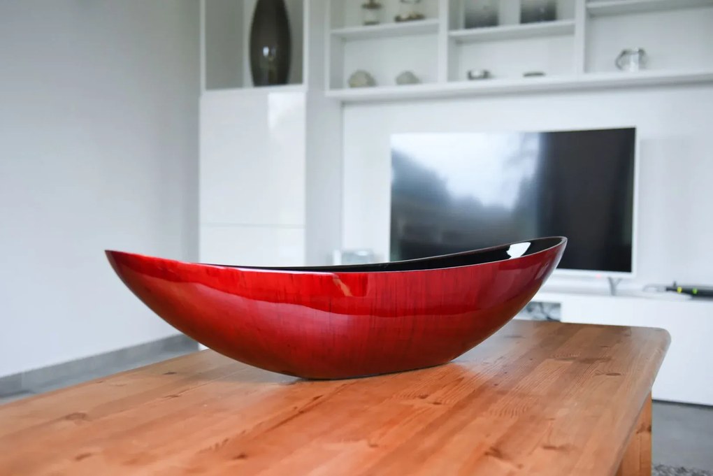 Dekorační mísa ALEXA, sklolaminát, šířka 90 cm, červeno-černý lesk