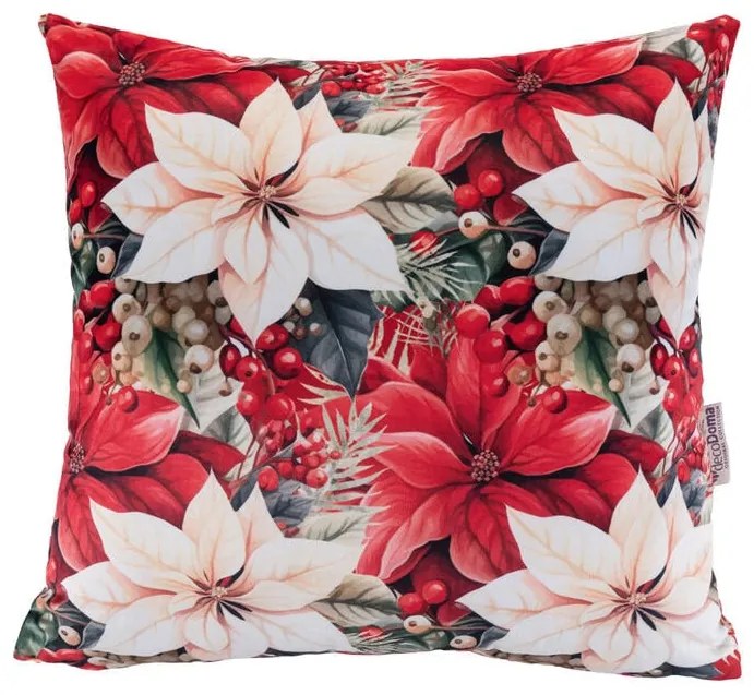 Sada 3 ks povlaků na polštářky RED POINSETTIA 45 x 45 cm