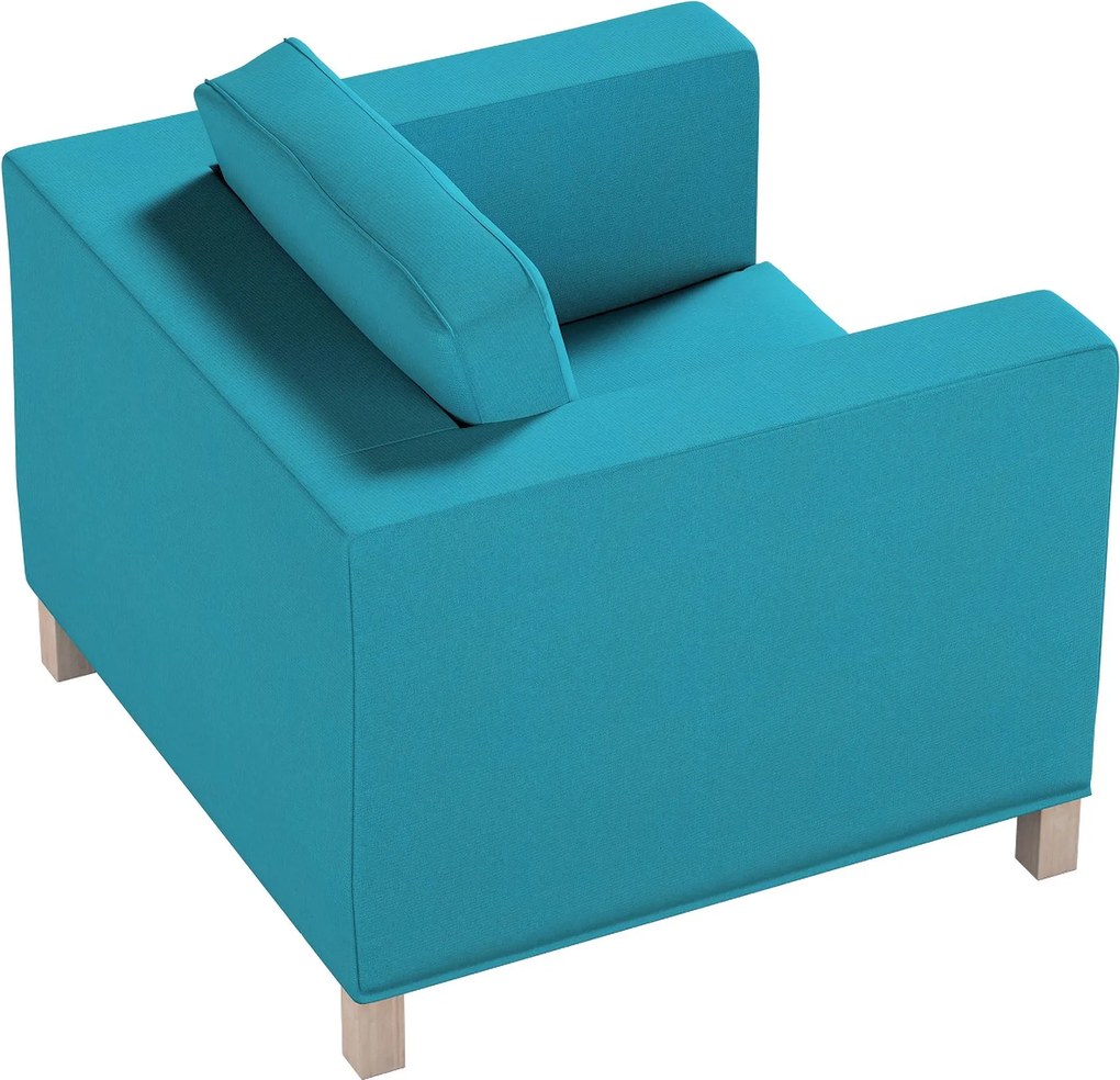Potah na křesko IKEA Karlanda, krátký barva modrá látka pletený vzor