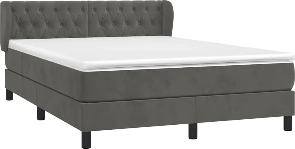 Box spring postel s matrací tmavě šedá 140x200 cm samet 3127674
