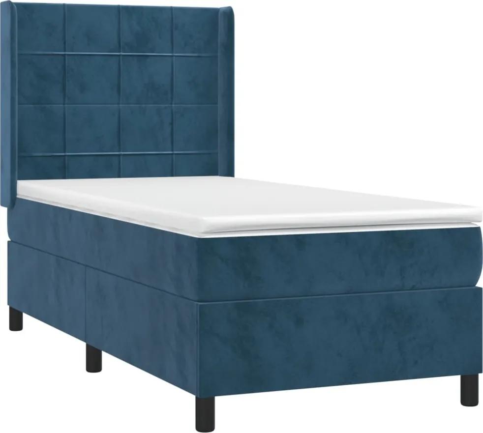 vidaXL Box spring postel s matrací a LED 100x200 cm samet [3139551] Barva: Růžová