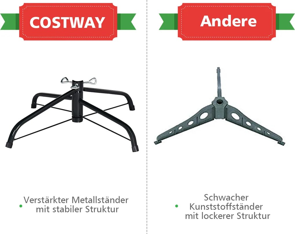 Costway Vánoční stromek 225 cm umělý vánoční stromek se skládacím systémem 1346