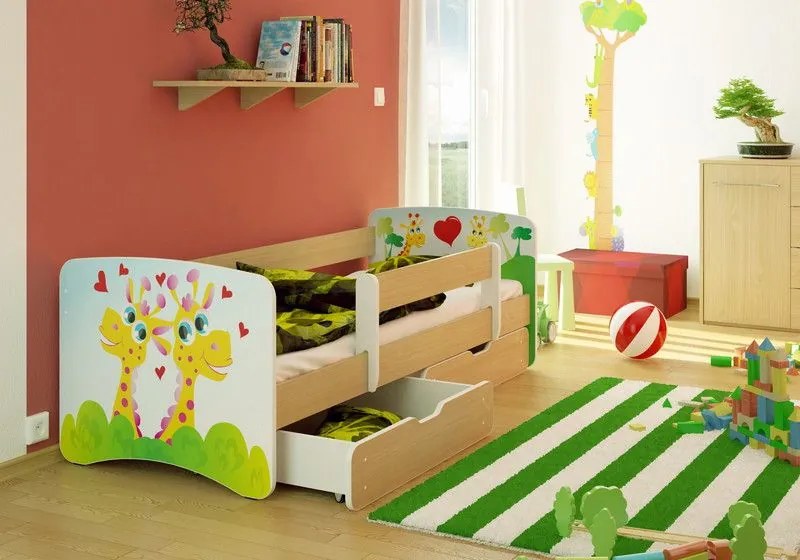 MAXMAX Dětská postel ŽIRAFY funny 180x90 cm - bez šuplíku
