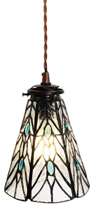 Závěsná Tiffany lampa modré kamínky Blue Gems – 15x115 cm