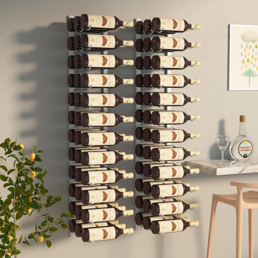 Nástěnné stojany na víno na 36 lahví 2 ks bílé železo,  340889