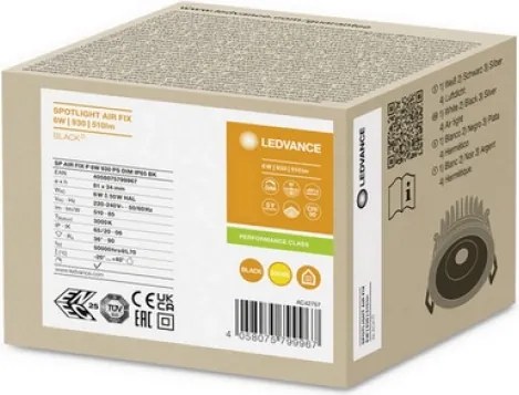 Podhledové LED svítidlo LEDVANCE SPOT AIR FIX IP65 černé 6W 3000K CRI90 36° stmívatelné