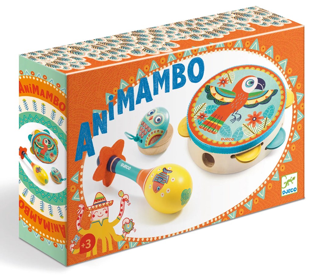 Animambo set - tamburína, maracas, kastaněty