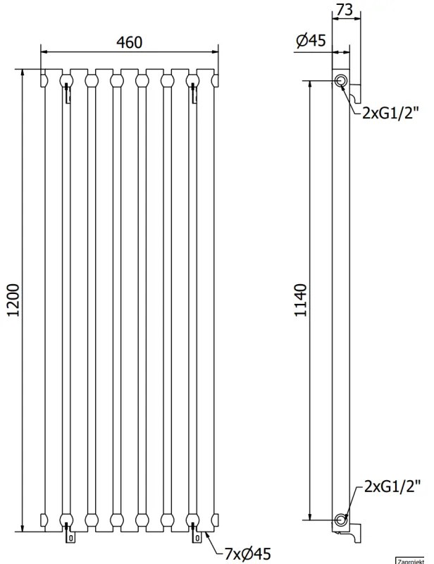 Mexen Texas designový radiátor 1200 x 460 mm, 502 W, Bílá - W203-1200-460-00-20