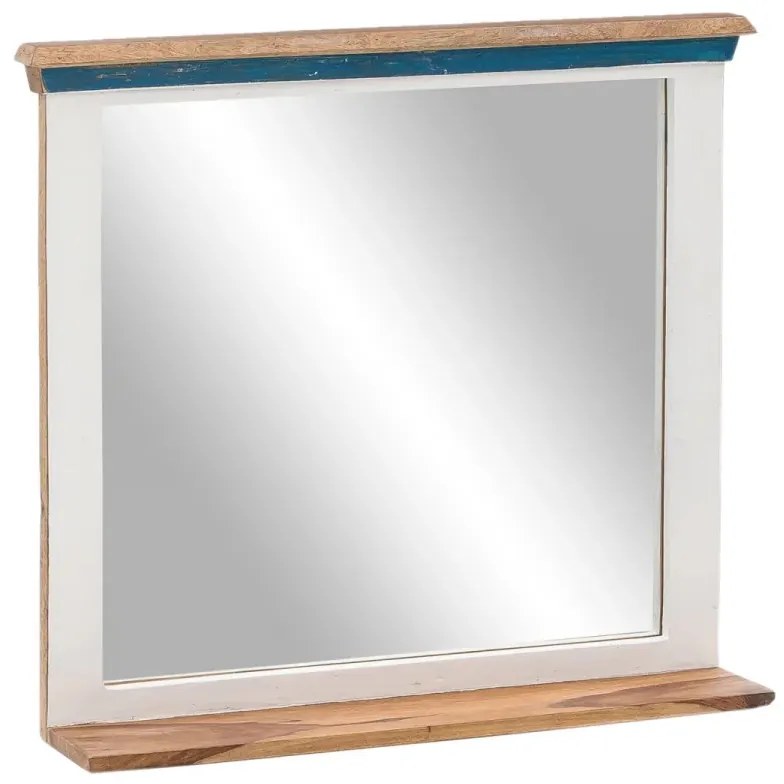 furniture-nabytek.cz - Masivní koupelnové zrcadlo Perano z recyklovaného dřeva, lakované, bílé / hnědé – 70×14×70 cm
