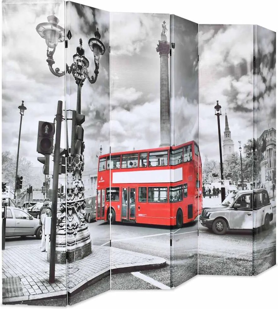 Skládací paraván 228 x 170 cm Londýnský autobus černobílý 245876