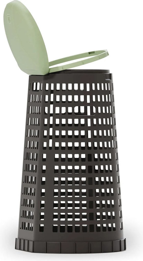 Plastový odpadkový koš na 120 l pytle, černý, zelené víko