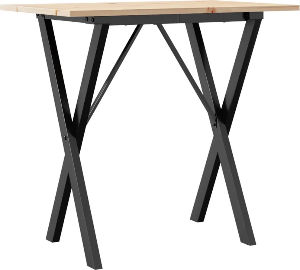Jídelní stůl s X rámem 80 x 50 x 75 cm borové dřevo a ocel 3282694