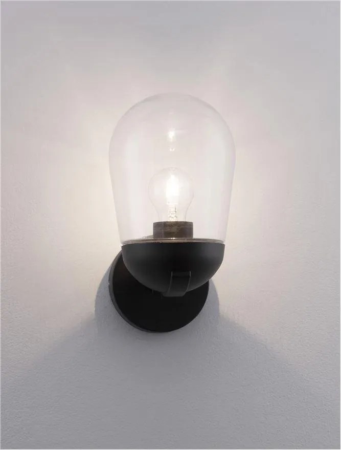 NV 9060194 Venkovní nástěnné svítidlo OMIKA tmavě šedý hliník a čiré sklo E27 1x12W 220-240V bez žárovky IP54 - NOVA LUCE