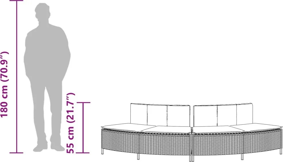 vidaXL Lavice k vířivce s poduškami 2 ks polyratan [365618] Barva: Šedá