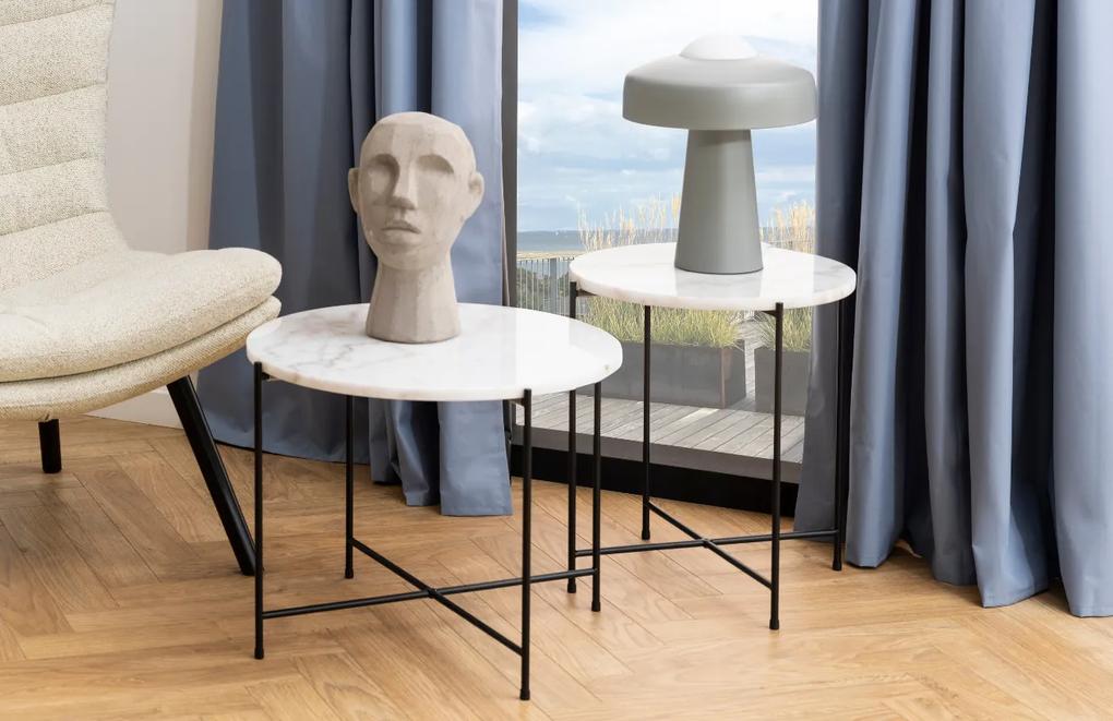 Scandi Bílý mramorový odkládací stolek Avila 42 cm