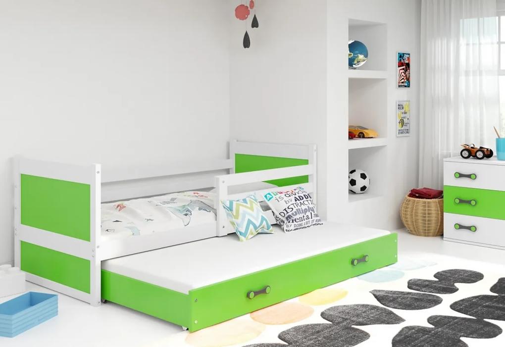 Dětská postel RICO P2 + matrace + rošt ZDARMA, 80x190 cm, bílý, zelená