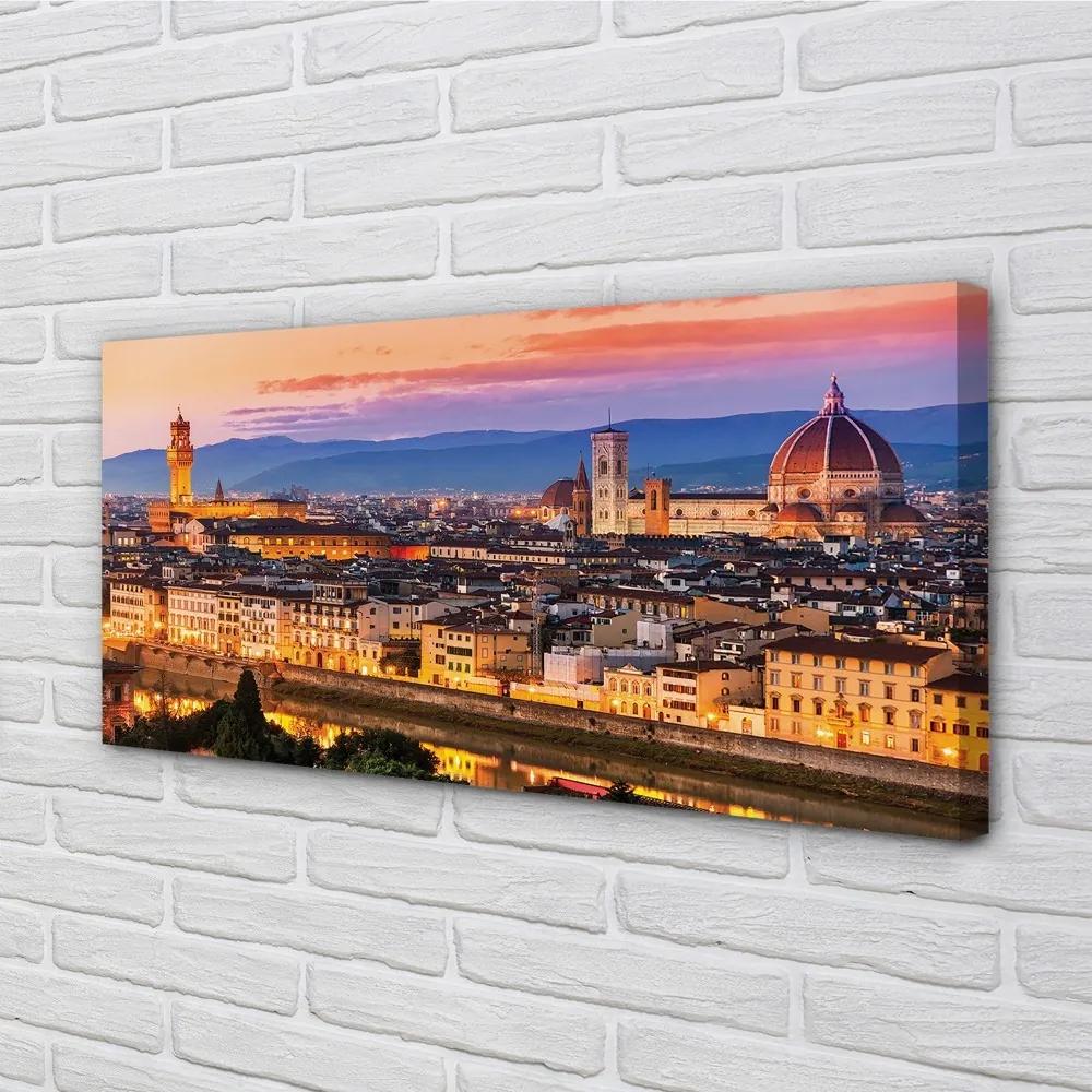 Obrazy na plátně Italy Panorama noc katedrála 120x60 cm