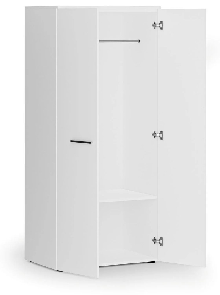 Kancelářská šatní skříň PRIMO WHITE, 1 police, šatní tyč, 1781 x 800 x 500 mm, bílá/ořech