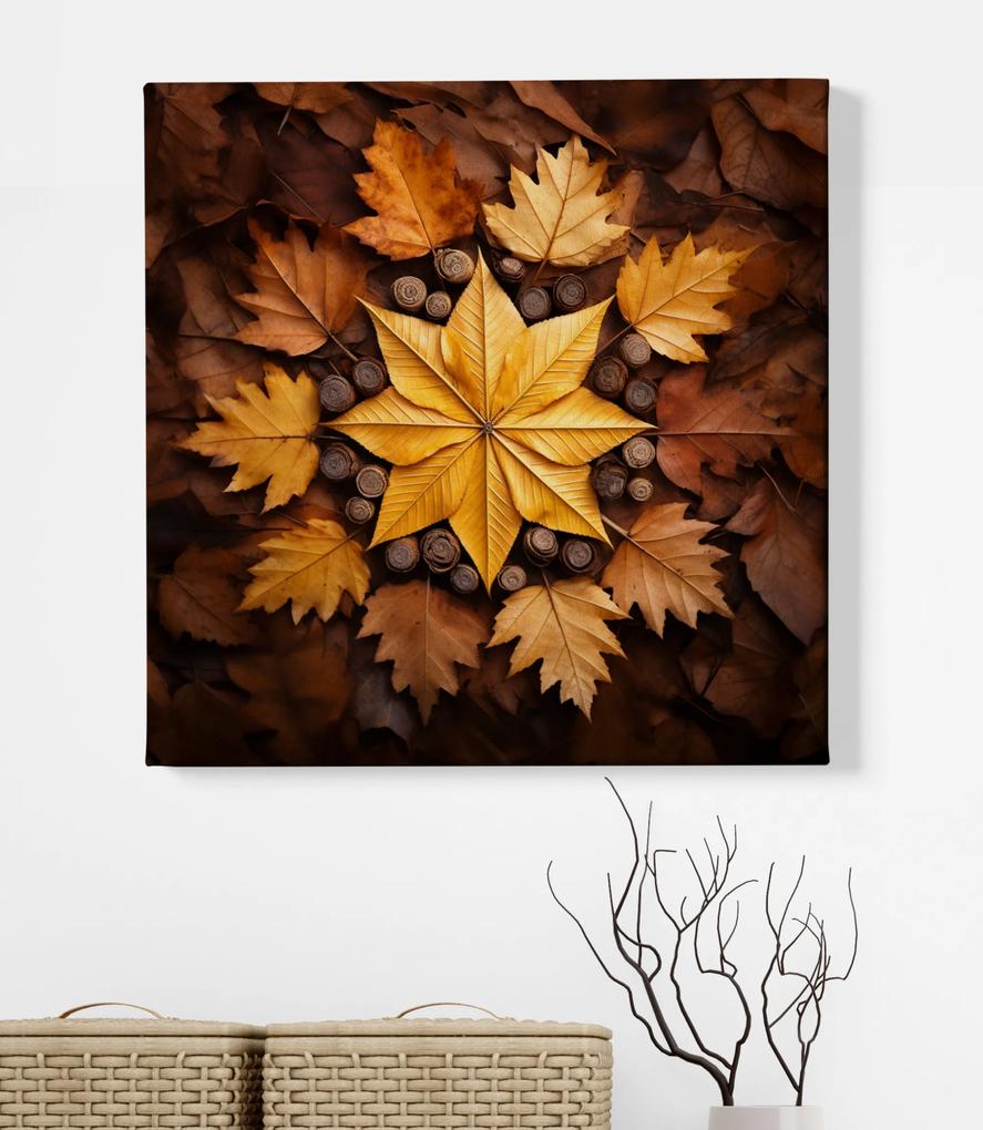 Obraz na plátně - Mandala podzimní listí FeelHappy.cz Velikost obrazu: 80 x 80 cm