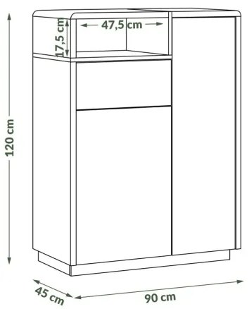 Komoda se zásuvkou FRED antracit/dub artisan