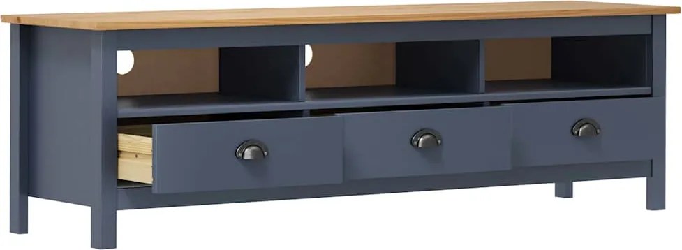 TV stolek Hill šedý 158 x 40 x 47 cm masivní borové dřevo 288929