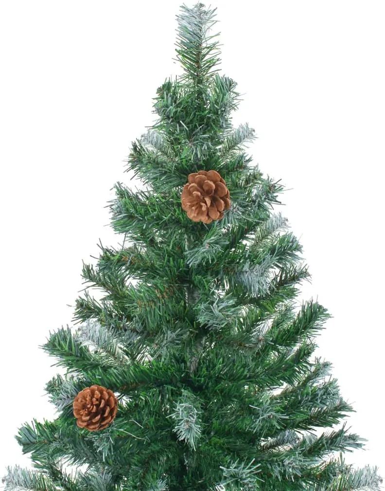 vidaXL Námrazou pokrytý vánoční stromek LED sada koulí a šišky 150 cm [3077527] Barva: zlatá