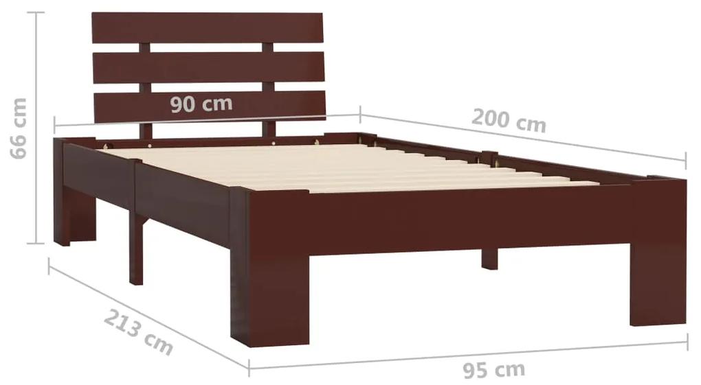 vidaXL Rám postele tmavě hnědý masivní borovice 90 x 200 cm