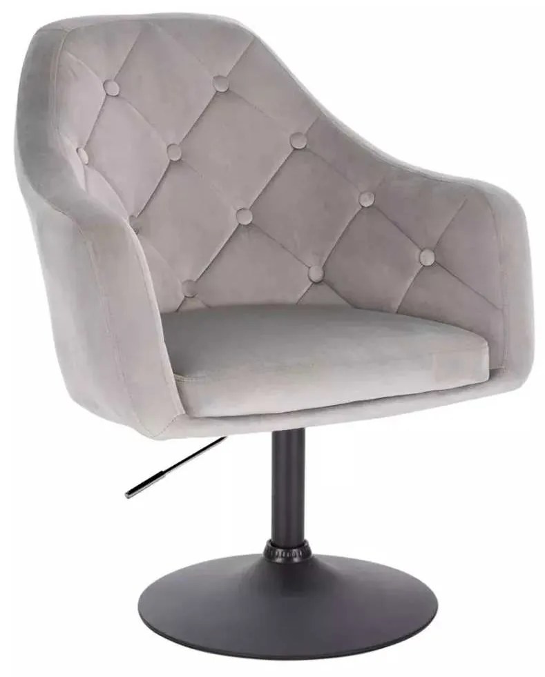LuxuryForm DESIGN Otočné křeslo ANDORA VELUR na černém talíři - světle šedé