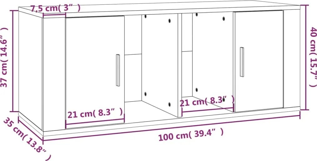 vidaXL TV skříňka 100 x 35 x 40 cm kompozitní dřevo [816800] Barva: bílá s vysokým leskem