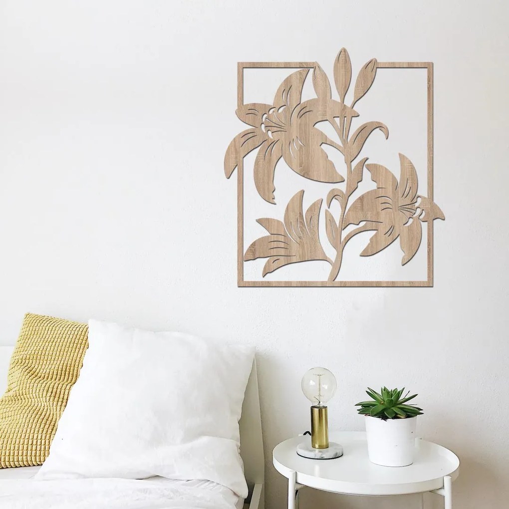 dřevo života Dřevěná dekorace na stěnu LILIE I Zvolte rozměr (cm): 56x60, Zvolte barvu dekoru: Buk