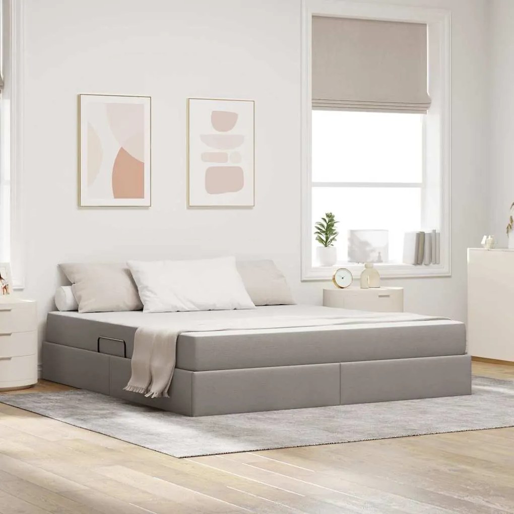 Postel s úložným prostorem a matrací Taupe 180 x 200 cm 3399679