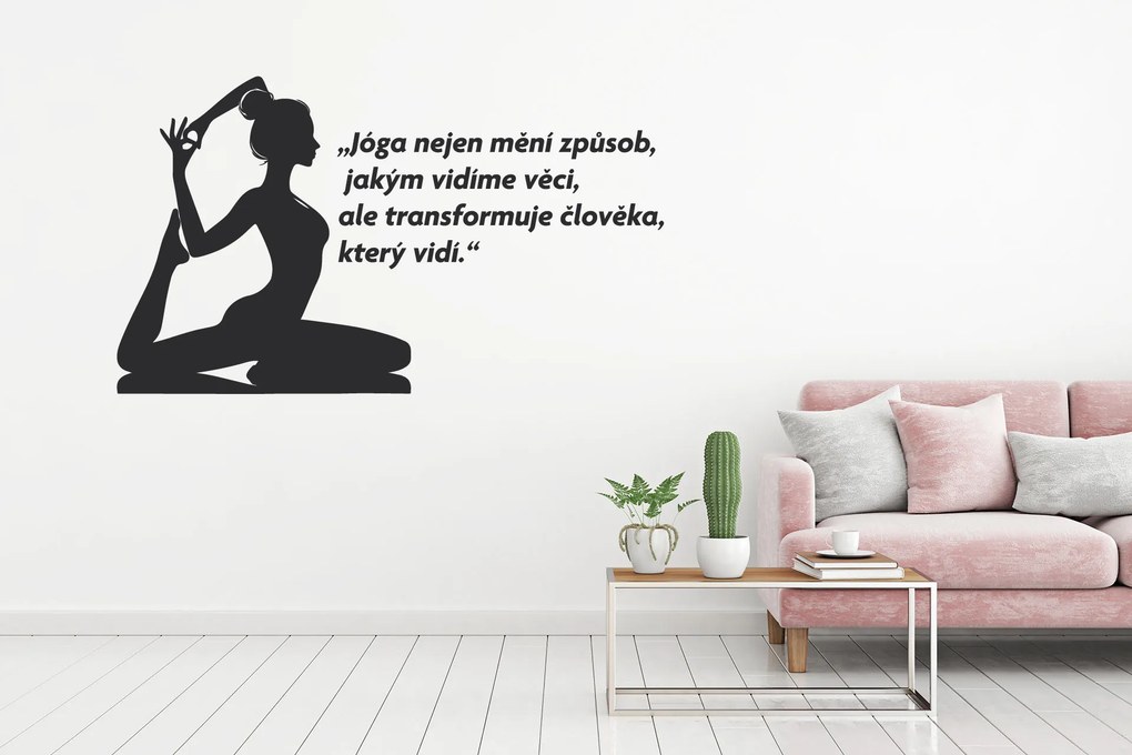 Samolepka na zeď Jóga - Citát Barevná varianta: Černá, Velikost (šířka x výška): 60x35cm