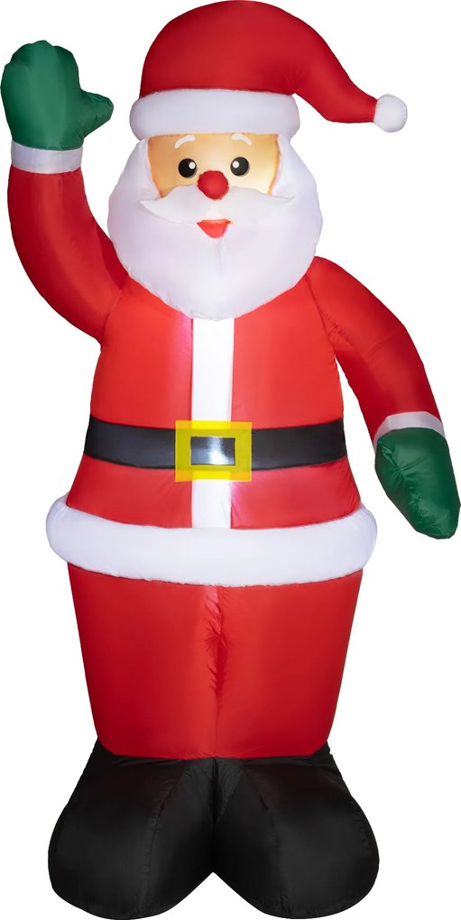 Outsunny Santa Claus, 1,84 m vysoký, s LED osvětlením, samonafukovací zahradní dekorace