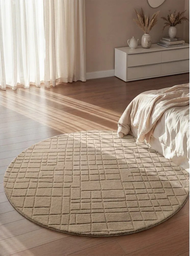 Hnědý vlněný kulatý koberec ø 160 cm Kenso – Villeroy&Boch