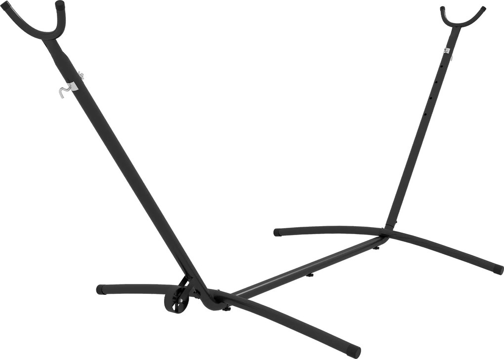 Hliníkový venkovní stojan na hammock Outsunny 90 x 120 x 115 cm se sáčkem na přenášení, nosnost až 220 kg pro zahradu, pláž a kempování - černý | Aoso