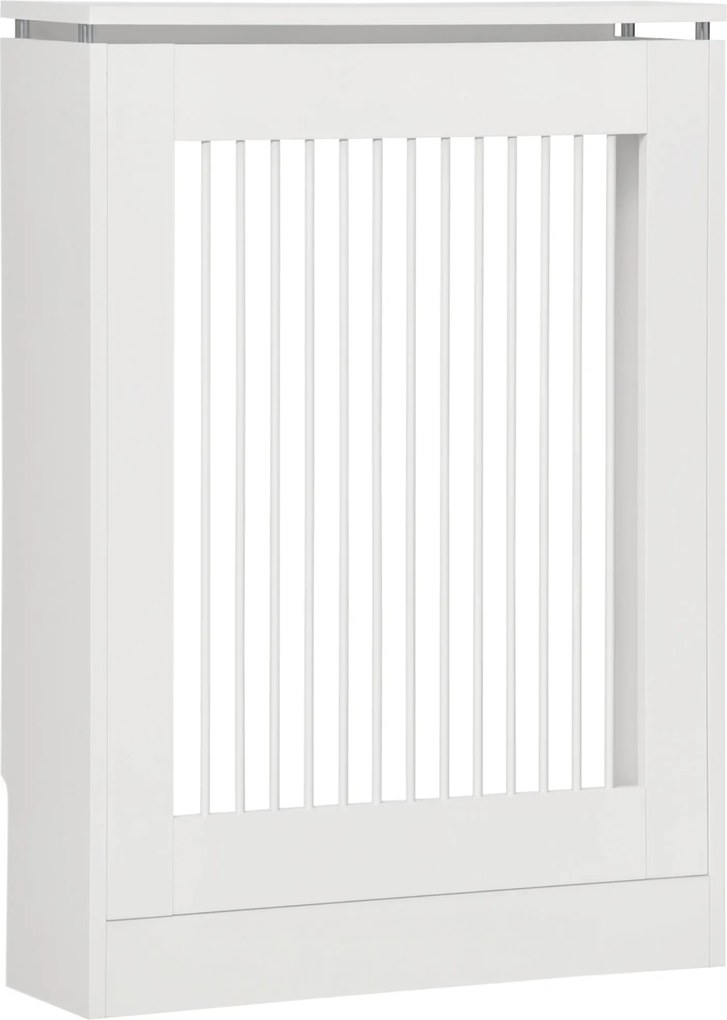 HOMCOM Moderní Kryt Radiátoru z MDF Malovaný Kryt Radiátoru s Horní Policí pro Obývací Pokoj, Ložnici a Kancelář 60x18x84 cm Bílý