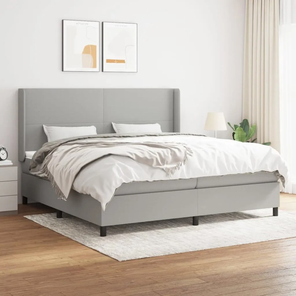 Box spring postel s matrací světle šedá 200 x 200 cm textil 3131297