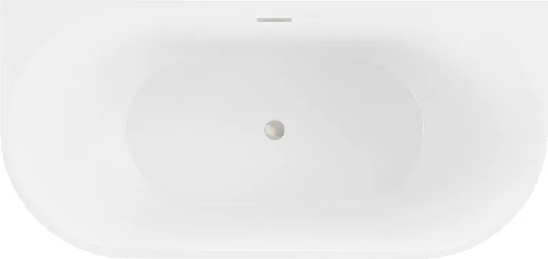 Mexen Oval, volně stojící nástěnná vana 150 x 75 cm, bílá-černá, broušená ocel přepad, 52671507575-97