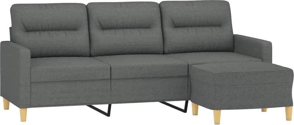 3místná pohovka s podnožkou tmavě šedá 180 cm textil 3201074