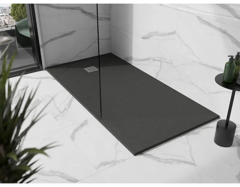 Mexen Stone+, obdélníková vanička z minerálního kompozitu 160 x 100 cm, antracitová, 44711016