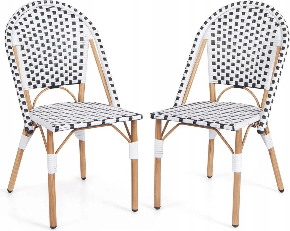 Zahradní Židle 2 Kusy Technorattan, Sada Bílá Costway