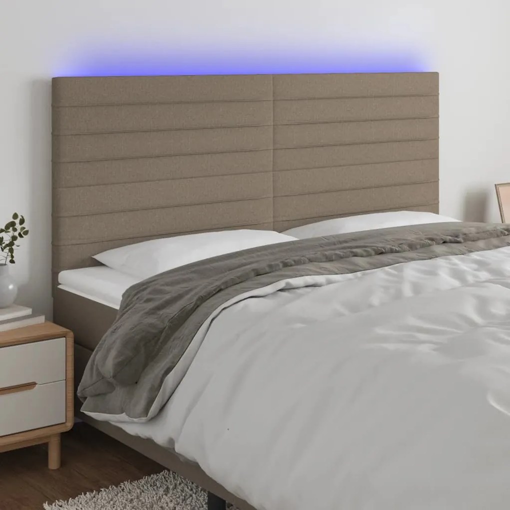 Čelo postele s LED taupe 180x5x118/128 cm textil
