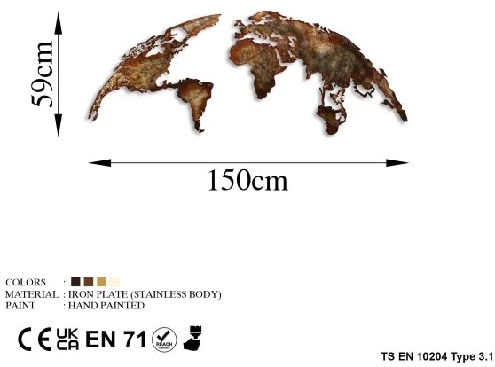 Nástěnná dekorace 2 ks 150x59 planeta kov