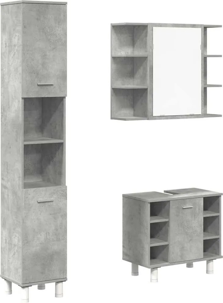 3dílný set koupelnového nábytku betonově šedý kompozitní dřevo 3324855