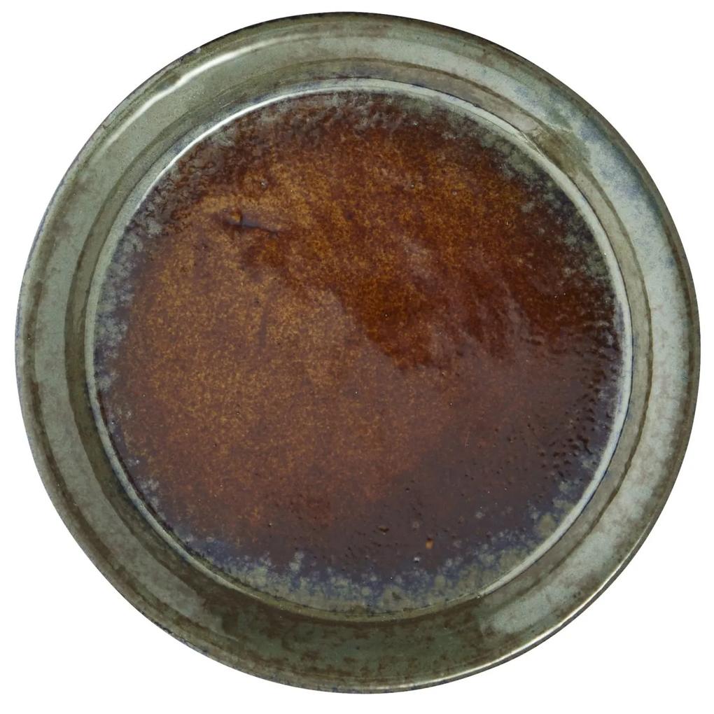 MADAM STOLTZ Kameninový dezertní talíř Multi Coloured A, béžová barva, hnědá barva, keramika