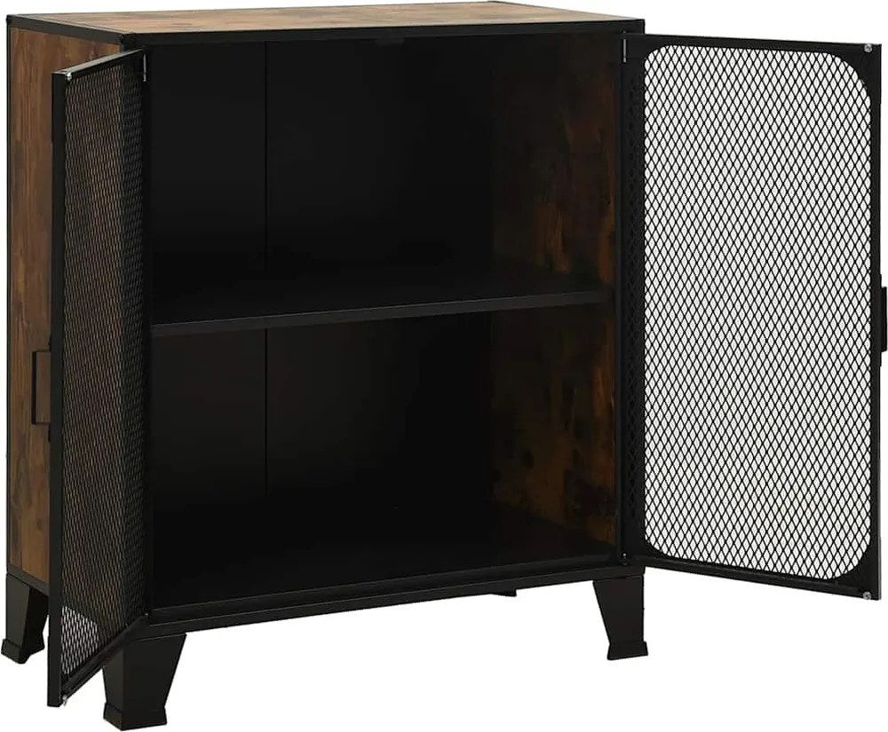 Úložná skříň rustikální hnědá 72 x 36 x 82 cm kov a MDF 335907