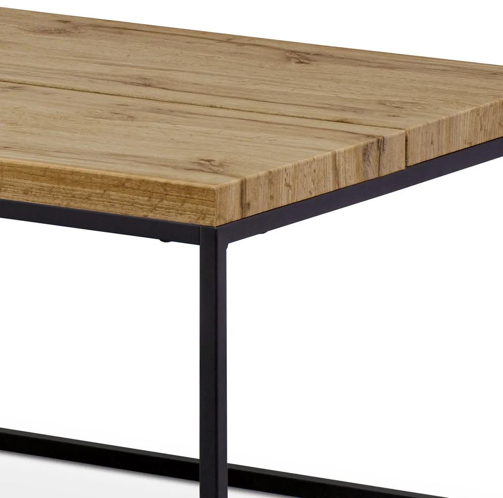 Konferenční stolek 110x60x45 cm, deska MDF, 3D dekor divoký dub, kov - černý mat